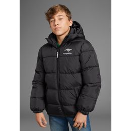 Winterjacke Kangaroos "Outdoor Steppjacke", Jungen, Gr. 128/134, schwarz, Web, Obermaterial: 100% Polyester. Futter: 100% Polyester. Wattierung: 100% Polyester, bedruckt, bequem h&uuml;ftlang, B&uuml;ndchen mit Gummizug, Jacken Winterjacke, mit reflektierendem Logo-Print