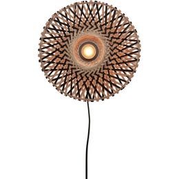 GOOD & MOJO Wandleuchte "KALIMANTAN", beige (natur, schwarz), 1, &Oslash; 30cm, 1 Stk., Leuchten, Wandleuchte