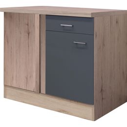 Eckunterschrank Flex-Well "Morena", grau (basaltgrau, san remo eiche), B:110cm H:85cm T:60cm, Holzwerkstoff, Schr&auml;nke, K&uuml;chenunterschrank, (B x H x T) 110 x 85 x 60 cm - als Eckl&ouml;sung