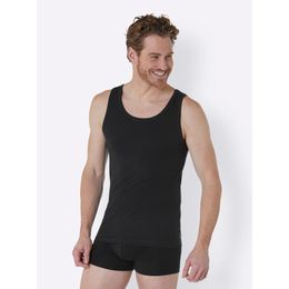 Unterhemd Schiesser, Herren, Gr. 4, 2 Stk., Normalgr&ouml;&szlig;en, schwarz, 95% Baumwolle, 5% Elasthan, Rundhals, Unterhemden Unterhemd