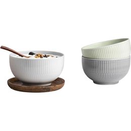 M&uuml;slischale Seltmann Weiden "Amina, Schalen-Set, 3-tlg.", wei&szlig; (gr&uuml;n, grau, wei&szlig;), H:8,4cm T:8,4cm &Oslash;:15,1cm, Porzellan, Sch&uuml;sseln, M&uuml;slischale, Schale, Sch&uuml;ssel-Set, aus hochwertigem Porzellan