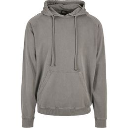 Rundhalspullover Urban Classics "Urban Classics Herren Overdyed Hoody", Herren, Gr. S, asphalt, 100% Baumwolle, unifarben, loose fit, ohne Ausschnitt, Pullover Rundhalspullover