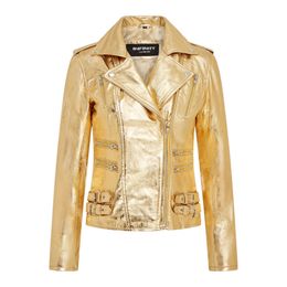 Damen Leder Gold Brando Bikerjacke-Loddon