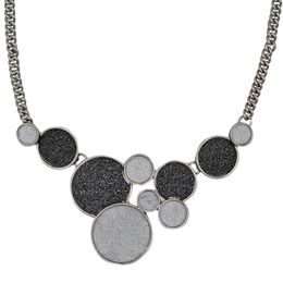 Collierkettchen Steuer "Metallcollier mit glitzernder Kreiszierde rhodiumf.", grau (silbergrau), Halsketten, Damen, 54cm, Metall, L: 54 B: 100mm, B:100mm