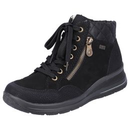 Winterboots Rieker, Damen, Gr. 39, schwarz, Leder, Lederimitat, Schuhe Winterboots, mit Zierrei&szlig;verschluss au&szlig;en