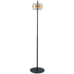 LUMICOUTURE LED Stehlampe "Inside", messingfarben, rauchglas, 1, &Oslash; 30cm H: 146cm, 1 Stk., Leuchten, &Oslash; 30 cm x 146 cm, 2000 lm 2700 K, Metall/Glas, messingfarben/rauchglas, LED Stehlampe
