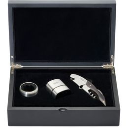 Feinkost K&auml;fer Weinflaschen&ouml;ffner K&Auml;FER, braun (silber, braun), Edelstahl, Flaschen&ouml;ffner, Hochwertige Holzbox, geb&uuml;rsteter Edelstahl, f&uuml;r Champagner & Perlweine