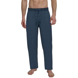 Pyjamahose Tom Tailor "Tennessee", Herren, Gr. 52L, N-Gr, blau (blau, mittel, uni), Single Jersey, Obermaterial: 60% Baumwolle, 40% Polyester, lang, Hosen Pyjamahose, mit Gummizug und Bindeband, Cotton Mix