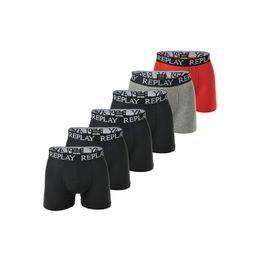 Boxershorts Replay "Boxershort 6er Pack", Herren, Gr. L, bunt (schwarz, schwarz, grau, rot), Obermaterial: 95% Baumwolle CO. 5% Elasthan EL., Unterhosen