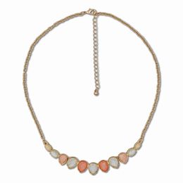 Collierkettchen Steuer "Schlichtes Collier mit Tropfensteinen", gelb, Halsketten, Damen, 53cm, Metall, L: 53 B: 3mm, gl&auml;nzend, B:3mm