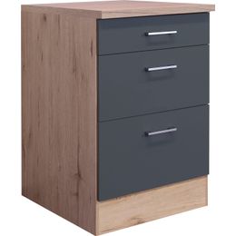 Auszugsunterschrank Flex-Well "Morena", grau (basaltgrau, san remo eiche), B:60cm H:85cm T:60cm, Holzwerkstoff, Schr&auml;nke, K&uuml;chenunterschrank, (B x H x T) 60 x 85 x 60 cm, mit praktischen Ausz&uuml;gen