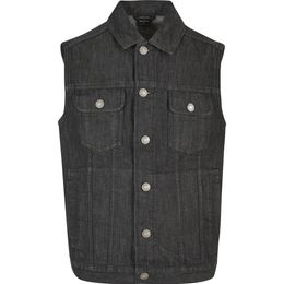 Jeansjacke Urban Classics "Urban Classics Herren Denim Vest", Herren, Gr. S, schwarz washed, 100% Baumwolle, unifarben, normal, amerikanischer Ausschnitt, Jacken Jeansjacke