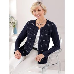 WITT Damen Strickjacke in dezentem Glanz, marine, Gr&ouml;&szlig;e 40