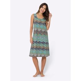 WITT Damen Sommerkleid mit Rundhals-Ausschnitt, blaugr&uuml;n-bedruckt, Gr&ouml;&szlig;e 36/38