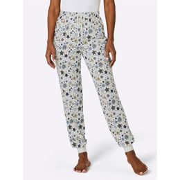w&auml;schepur w&auml;schepur Damen Schlafanzug-Hose, ecru-himmelblau-bedruckt, Gr&ouml;&szlig;e 36/38