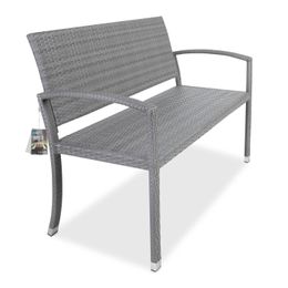 Casaria Polyrattan Gartenbank Grau 122x58x87cm