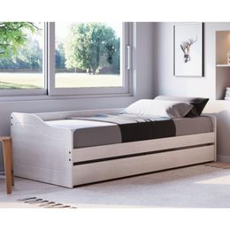 Inter Link Funktionsbett Kinderbett Leonie 90x200 cm inkl. Lattenrost und Ausziehbett - versch. Ausf&uuml;hrungen - Weiss
