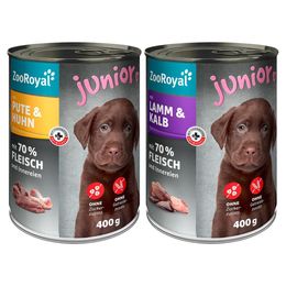 ZooRoyal Junior Mixpaket Hunde-Nassfutter getreidefrei 6x400g