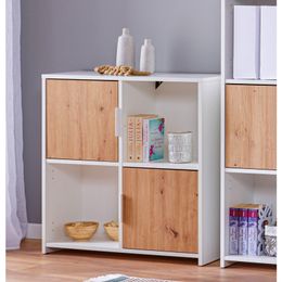 Inter Link Kommode B&uuml;cherregal Pepeto - Weiss und Eiche Artisan Nachbildung