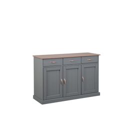 Inter Link FSC Sideboard Westerland 3 T&uuml;ren und Schubladen Kiefer Massivholz grau und sepia, braun lackiert