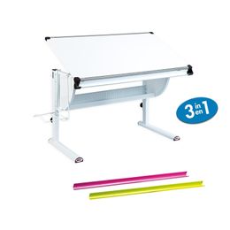 Inter Link Sch&uuml;lerschreibtisch Matts 3 in 1 in weiss, pink und gr&uuml;n