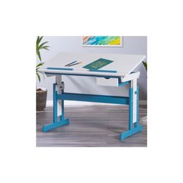 Inter Link Schreibtisch Pijii - Kiefer Massivholz - weiss/blau lackiert