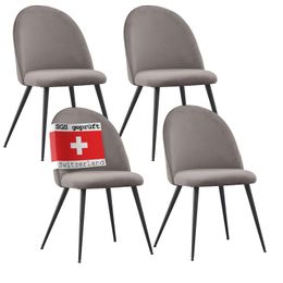ALBATROS Esszimmerst&uuml;hle mit Samt-Bezug 4er Set CAPO, Grau - Stilvolles Vintage Design, Eleganter Polsterstuhl am Esstisch - K&uuml;chenstuhl oder Stuhl Esszimmer mit hoher Belastbarkeit