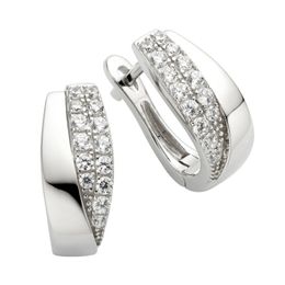 ZEEme Silber Ohrringe Silber 925 rhodiniert mit Zirkonia wei&szlig;