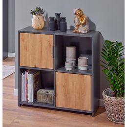Inter Link Kommode B&uuml;cherregal Pepeto - Anthrazit und Eiche Artisan Nachbildung
