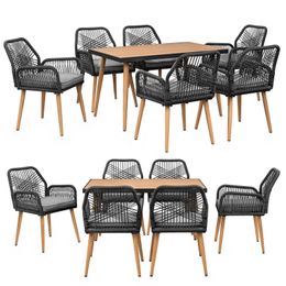 Swing&Harmonie Gartenm&ouml;bel Set &bdquo;Calvani&ldquo; f&uuml;r 8 Personen - anthrazit/holz