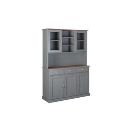 Inter Link FSC Buffet Buffetschrank Westerland - Kiefer Massivholz - 5 T&uuml;ren,3 Schubladen - Grau, Sepia lackiert