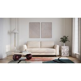 BRUNO Schlafsofa 160cm in Creme Ecru Beige | stabiles Massivholz & Boxspringkomfort