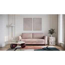 BRUNO Schlafsofa 160cm in Blush Rosa | stabiles Massivholz & Boxspringkomfort