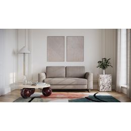 BRUNO Schlafsofa 140cm in Taupe Grau-Beige | stabiles Massivholz & Boxspringkomfort