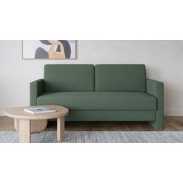 BRUNO Schlafsofa 140cm in Gr&uuml;n | stabiles Massivholz & Boxspringkomfort