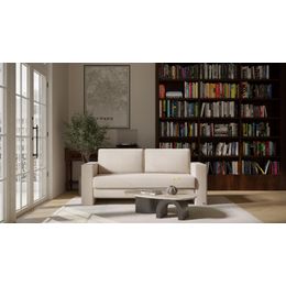BRUNO Schlafsofa 160cm in Creme Ecru Beige | stabiles Massivholz & Boxspringkomfort