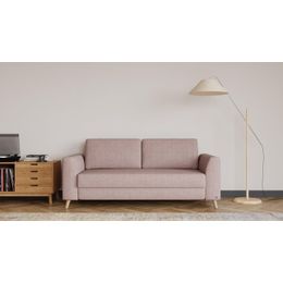 BRUNO Schlafsofa 160cm in Blush Rosa | stabiles Massivholz & Boxspringkomfort