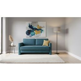 BRUNO Schlafsofa 160cm in Petrol | stabiles Massivholz & Boxspringkomfort