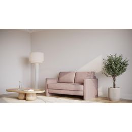 BRUNO Schlafsofa 140cm in Blush Rosa | stabiles Massivholz & Boxspringkomfort