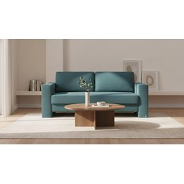 BRUNO Schlafsofa 140cm in Petrol | stabiles Massivholz & Boxspringkomfort
