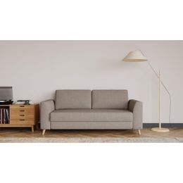 BRUNO Schlafsofa 160cm in Taupe Grau-Beige | stabiles Massivholz & Boxspringkomfort