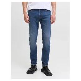 Jack & Jones Skinny-fit-Jeans JACK & JONES "JJILIAM JJORIGINAL SQ 223", Herren, Gr. 28, L&auml;nge 32, blau (blau denim), Denim/Jeans, Obermaterial: 76% Baumwolle, 22% Polyester, 2% Elasthan, Abriebeffekte, skinny fit lang, Jeans