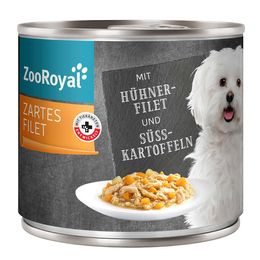 ZooRoyal H&uuml;hnerfilet mit S&uuml;&szlig;kartoffel Hunde-Nassfutter getreidefrei 6x140g