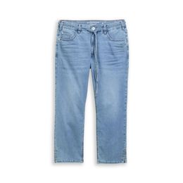 Tom Tailor Damen Plus Size - TTPLUS SLIM Jeans mit Bindeg&uuml;rtel, blau, Uni, Gr. 46