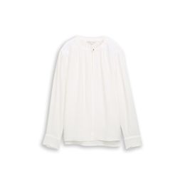 Tom Tailor Damen Crinkle Bluse mit Raffungen, wei&szlig;, Uni, Gr. 38