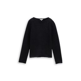 Tom Tailor Damen Strickpullover aus Federgarn, schwarz, Uni, Gr. XXL