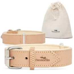 Freudentier gef&uuml;ttertes Halsband aus Leder sand 61,5 cm, 3,5 cm