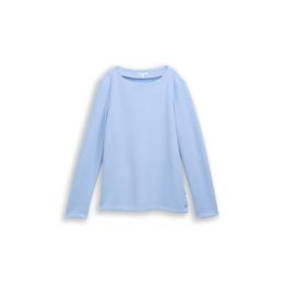 Tom Tailor Damen Soft-Touch Sweatshirt mit Knopf-Details, blau, Meliert, Gr. XXL