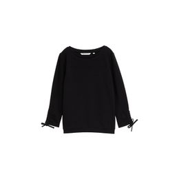 Tom Tailor Denim Damen Slim Fit Sweatshirt mit Raff&auml;rmeln, schwarz, Uni, Gr. XL