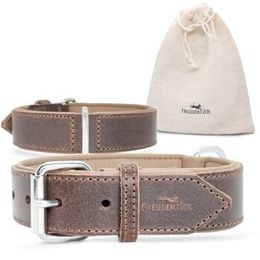 Freudentier gef&uuml;ttertes Halsband aus Leder dunkelbraun 47 cm, 3 cm